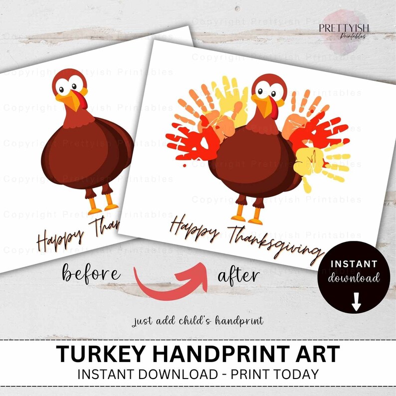 Thanksgiving Handprint, Handprint Craft, Printable, Turkey Handprint ...
