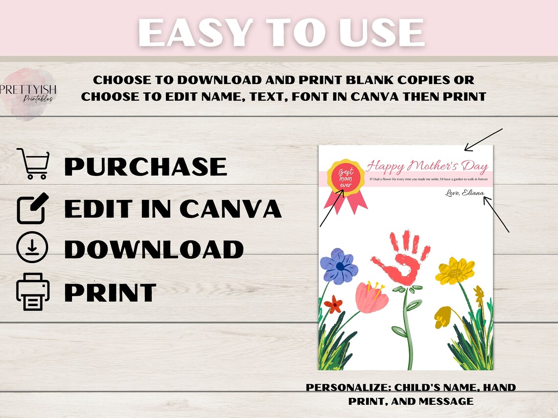 Mothers Day Handprint Art, Preschool Worksheets, Best Mom Ever ...