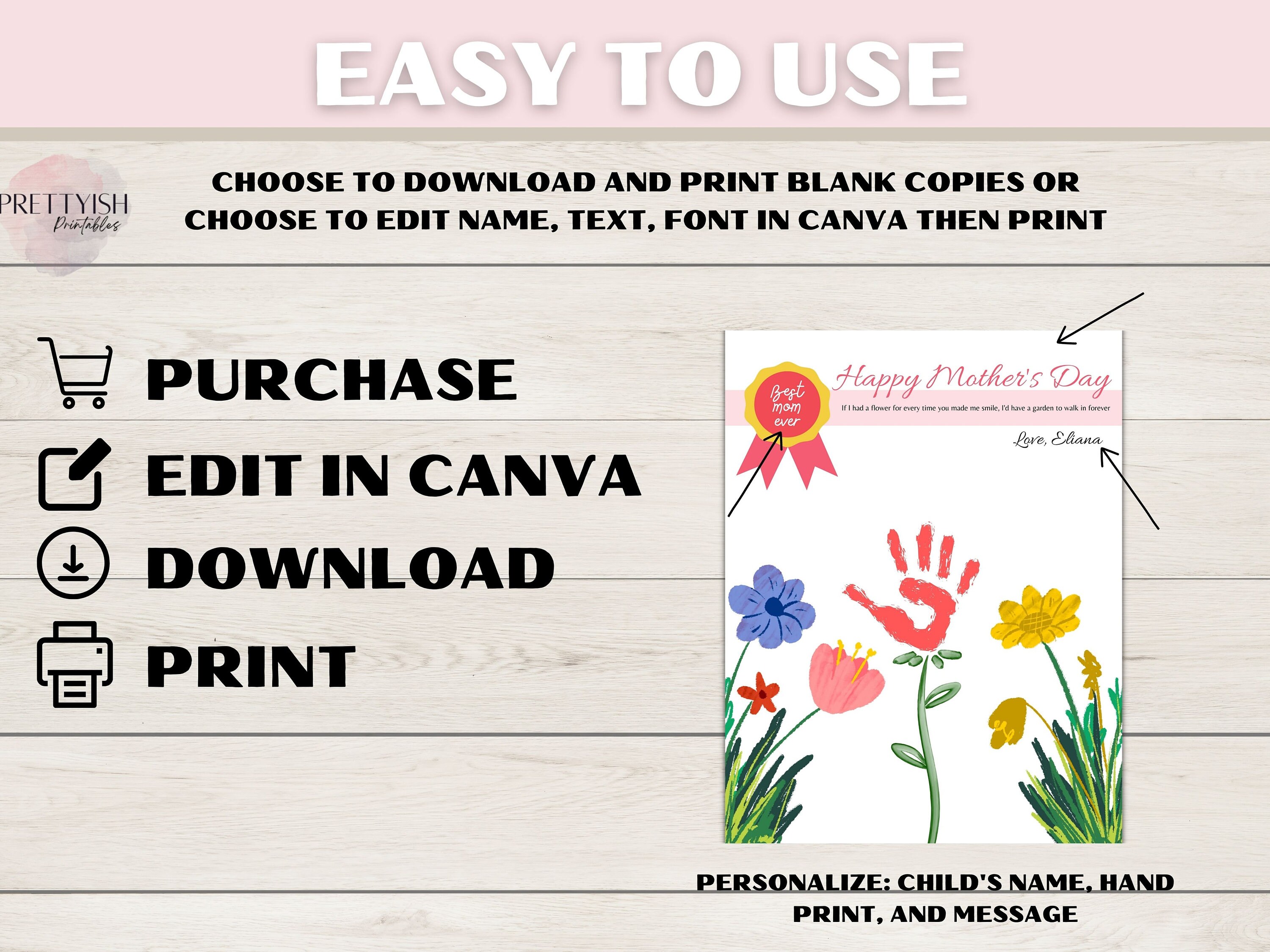 Mothers Day Handprint Art, Preschool Worksheets, Best Mom Ever ...