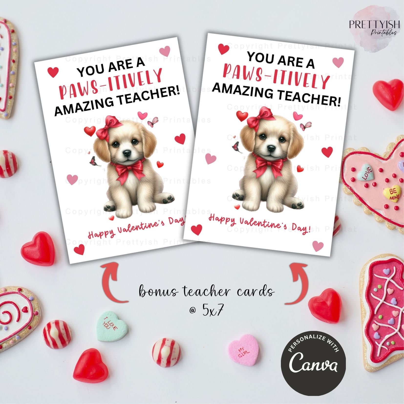 Personalized Puppy Printable Valentine for Kids, Cute Dog Valentine ...