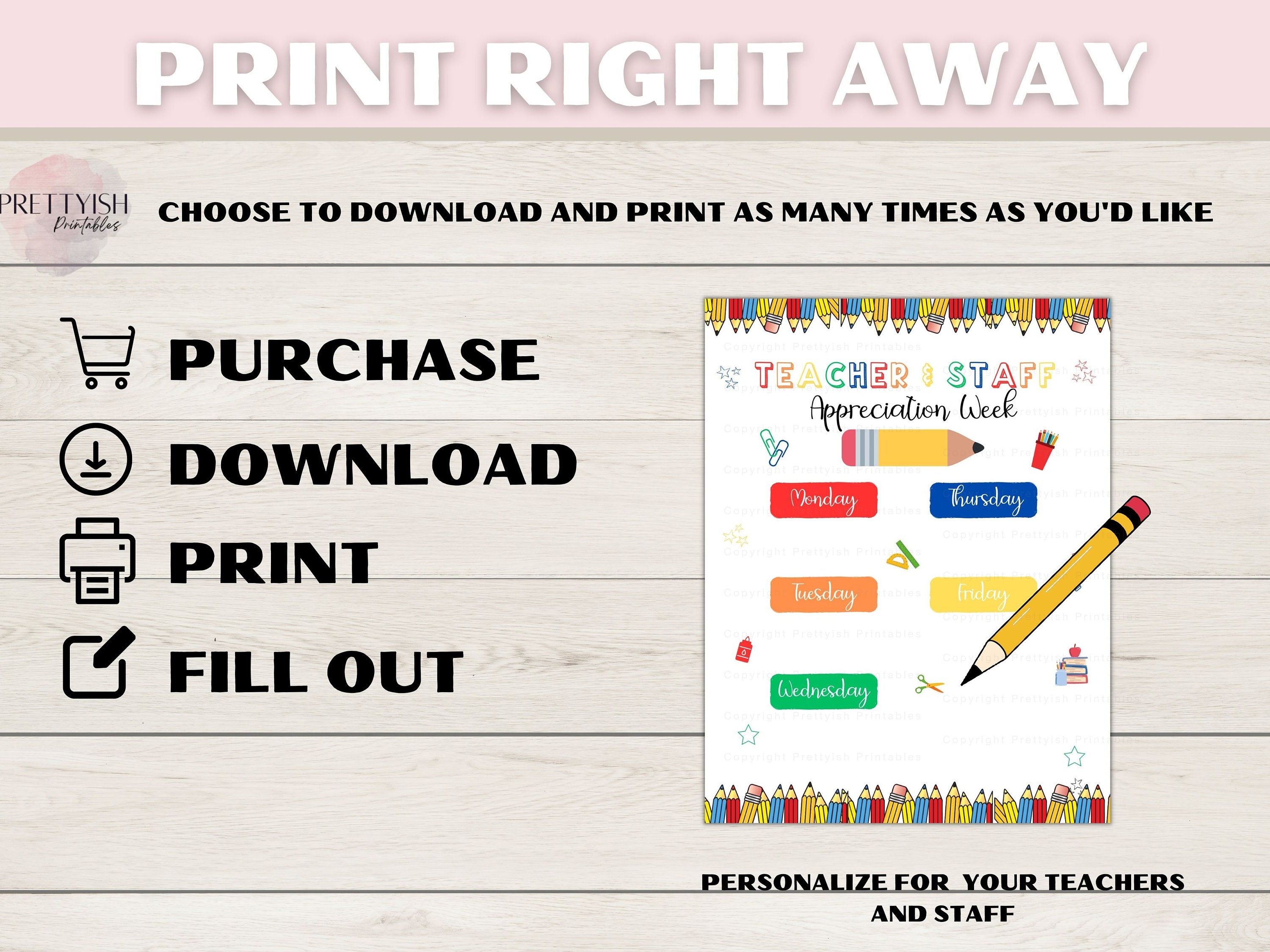 Teacher Appreciation Week Printables, Printable for Teacher ...