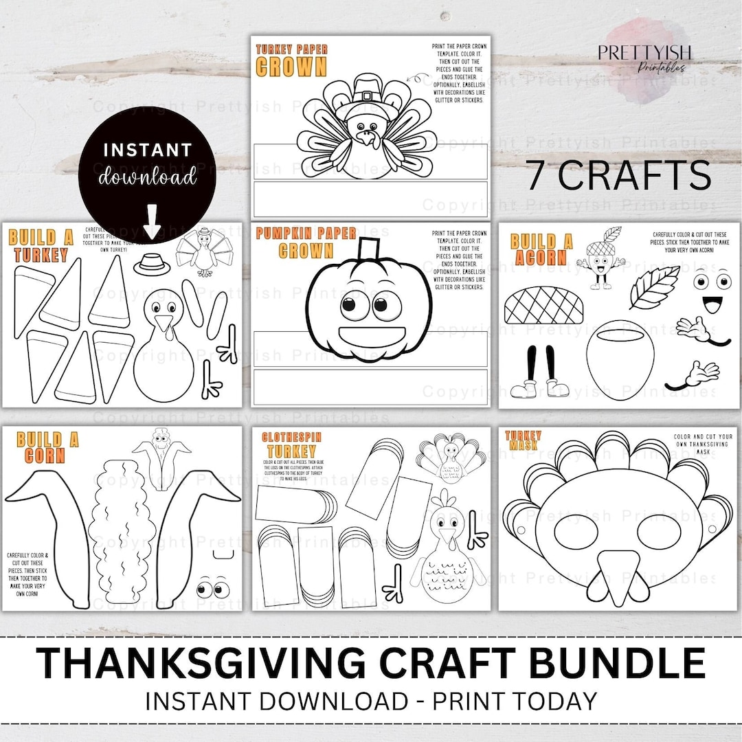 Fall Thanksgiving Craft Bundle, Thanksgiving Activity Printable, Family ...