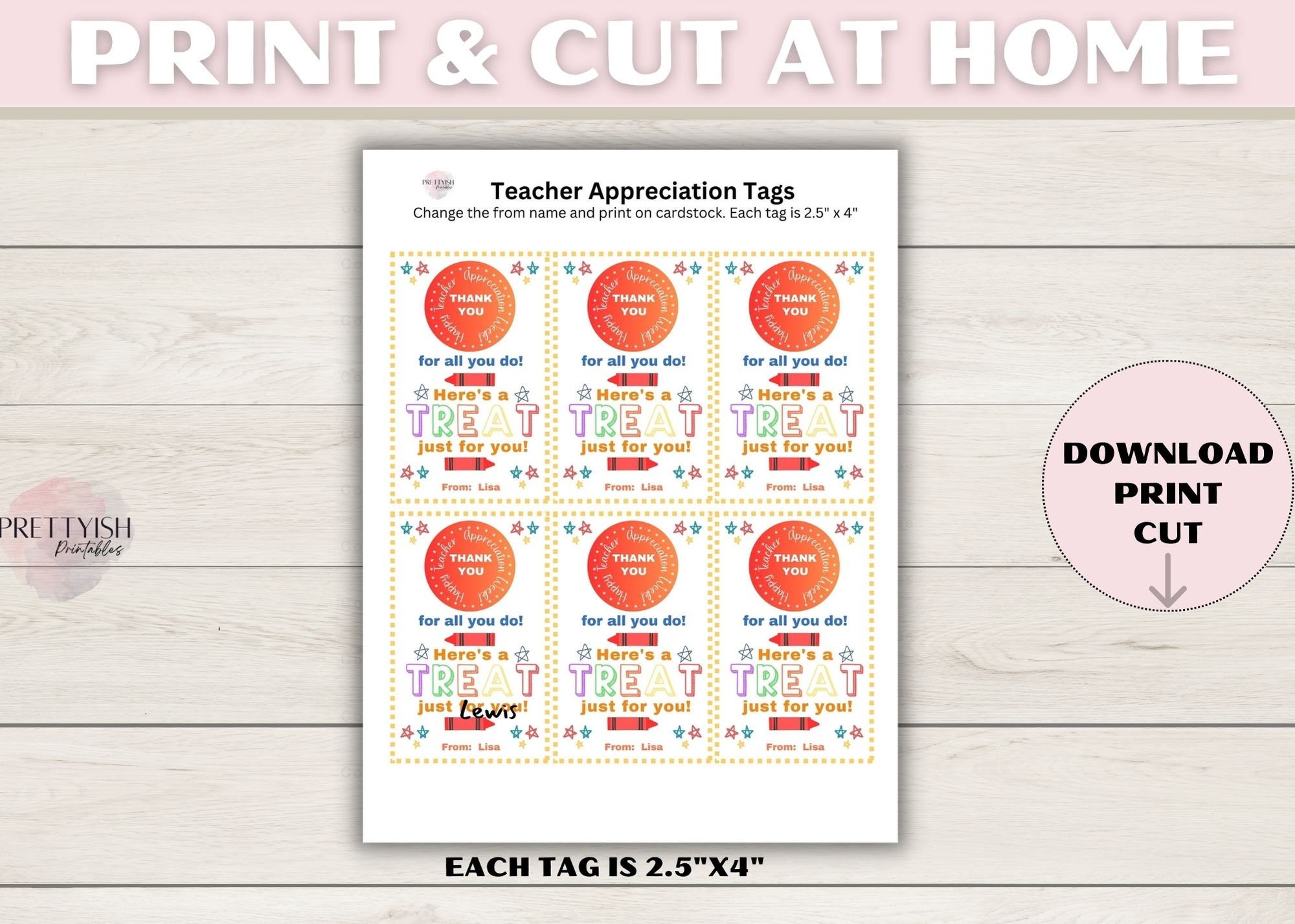 Teacher Appreciation Printable, Editable Teacher Gift Tag, Customized ...
