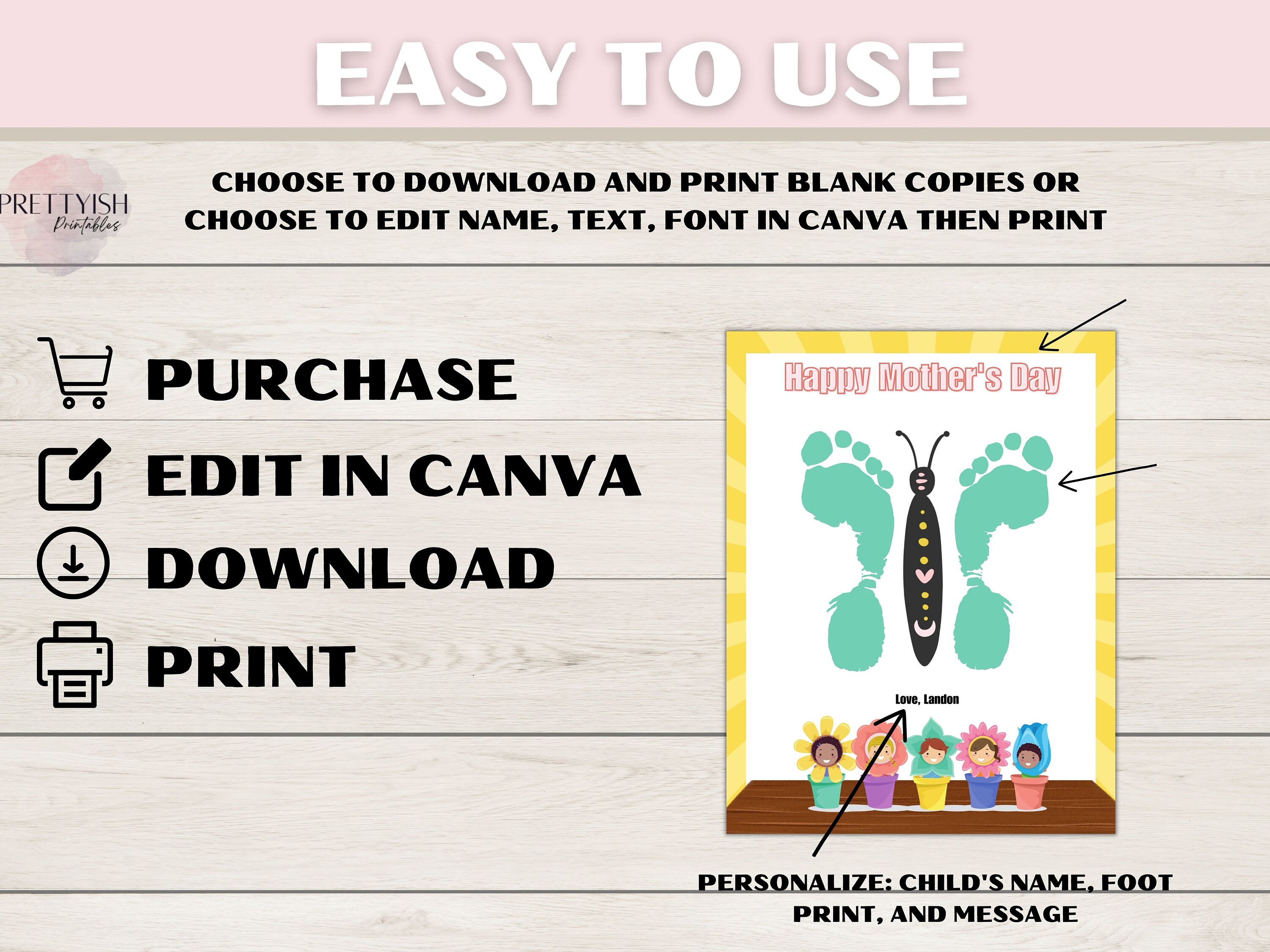 Mothers Day Footprint Art, Preschool Worksheets, Butterfly Footprint ...