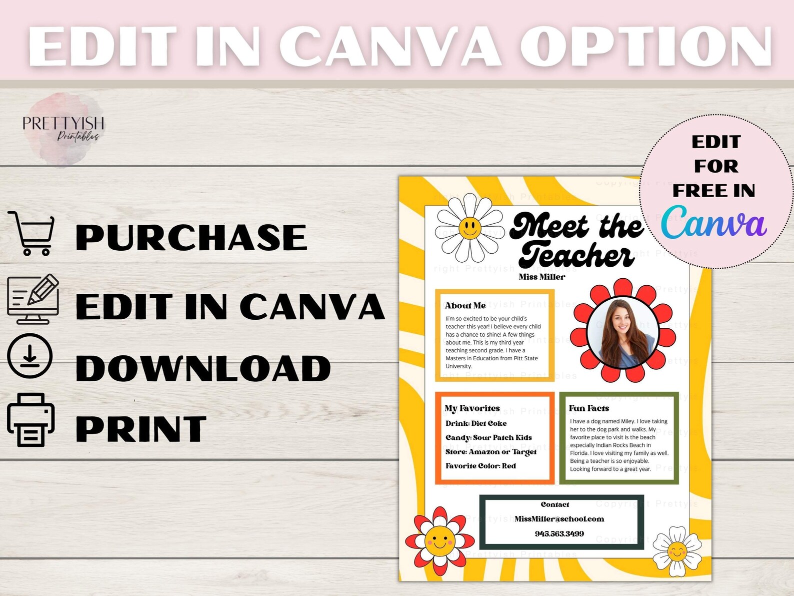 Meet the Teacher Editable Template Printable I Meet the Teacher Retro ...