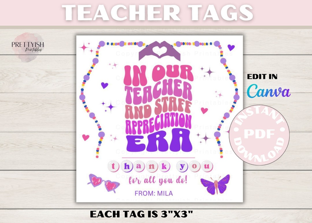 EDITABLE Teacher Appreciation Gift Tag, Staff Appreciation Gift Tag ...