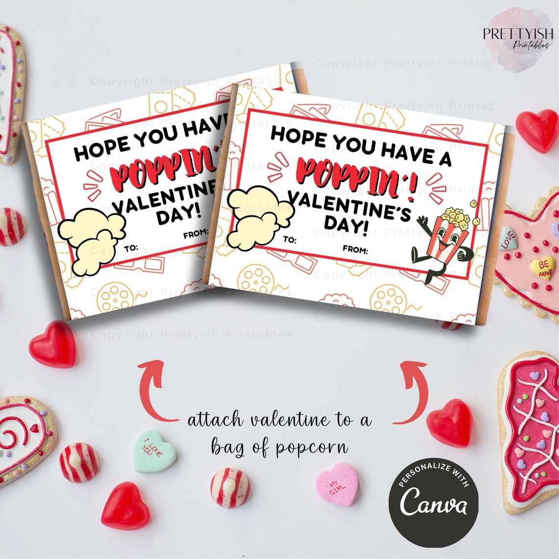 Popcorn Valentine Printable, Printable Valentine Cards, Kids Valentine ...