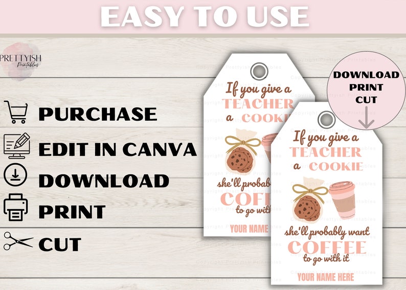 Teacher Appreciation Tag Personalized Editable Teacher Gift - Etsy