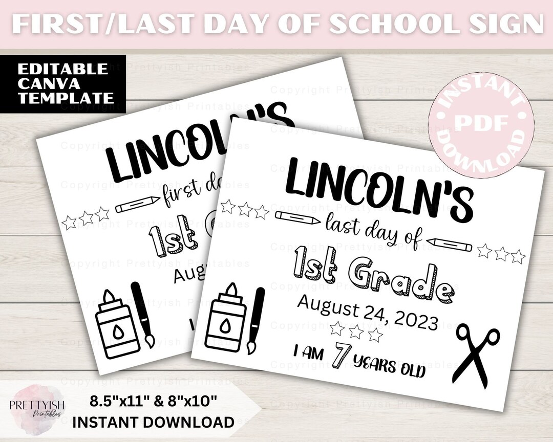 First Day of School Sign | Instant Download | Last Day of School Sigh ...