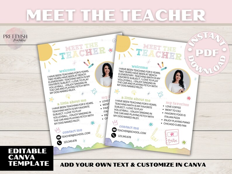 Meet the Teacher Editable Template Printable, Meet the Teacher Retro ...