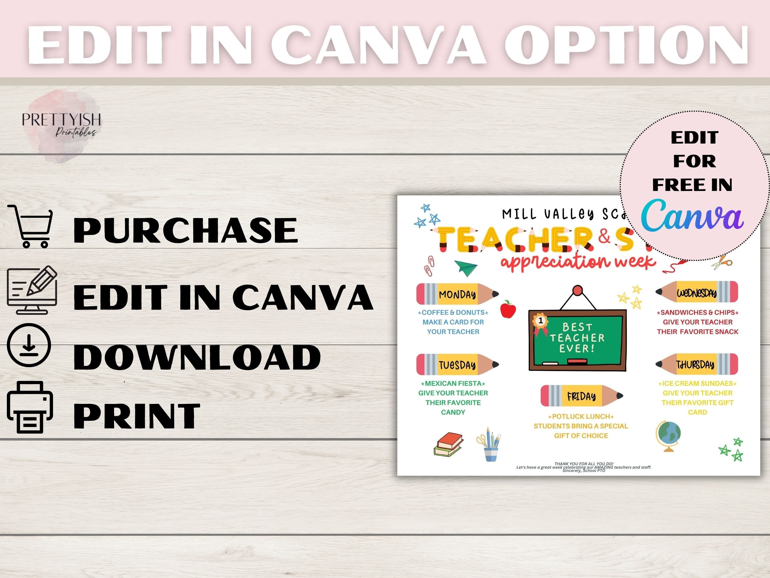 Editable Teacher and Staff Appreciation Week Printables, Printable for ...