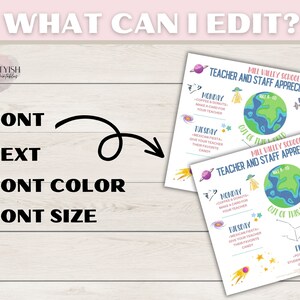 Editable Teacher and Staff Appreciation Week Printables, Printable for ...