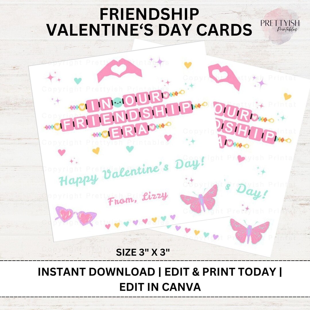 Valentine Era Printable, Printable Valentine Cards, Beaded Friendship ...