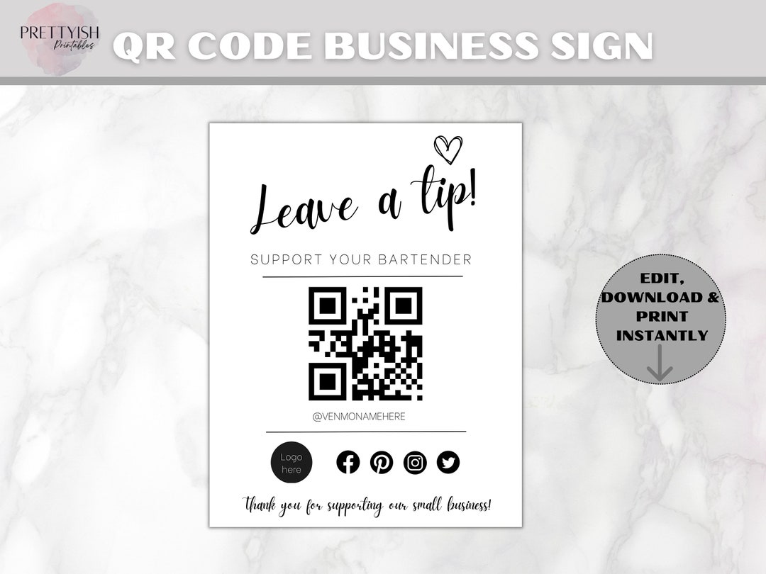 QR Code Sign Template, Scan to Pay Sign, Social Media Sign, Small ...