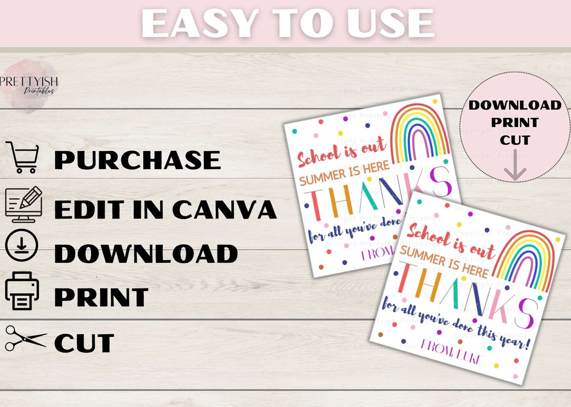 Printable Teacher Gift for Summer, End of School Year Teacher Gift, End ...