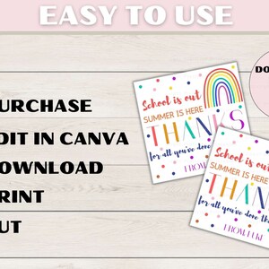 Printable Teacher Gift for Summer, End of School Year Teacher Gift, End ...