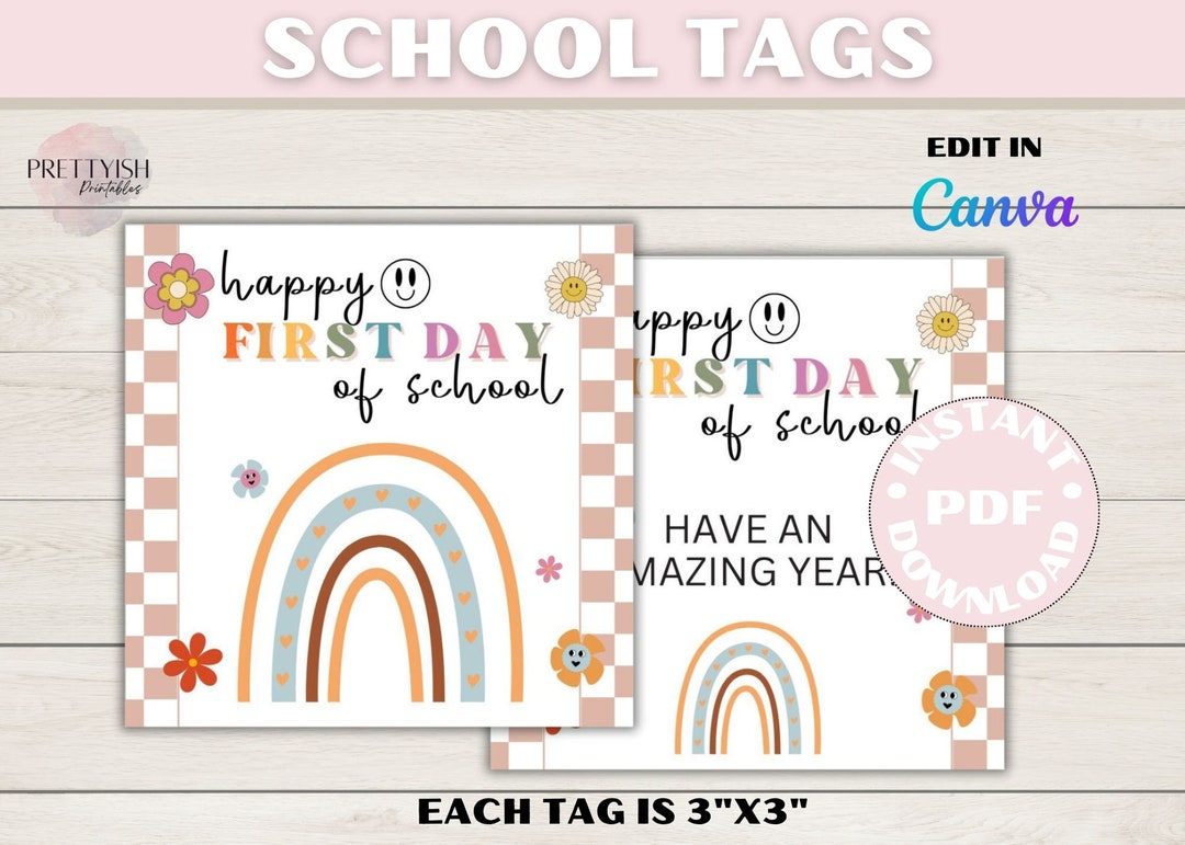 EDITABLE First Day of School Gift Tag, Back to School Gift Tag, Teacher ...