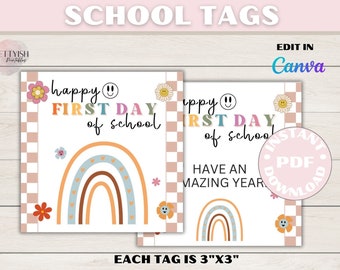 EDITABLE FIRST DAY of School Gift Tag, Back to School Gift Tag, Teacher ...