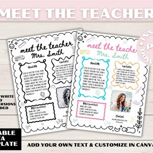 Teacher Survey, Meet the Teacher Editable Template Printable, Meet the ...