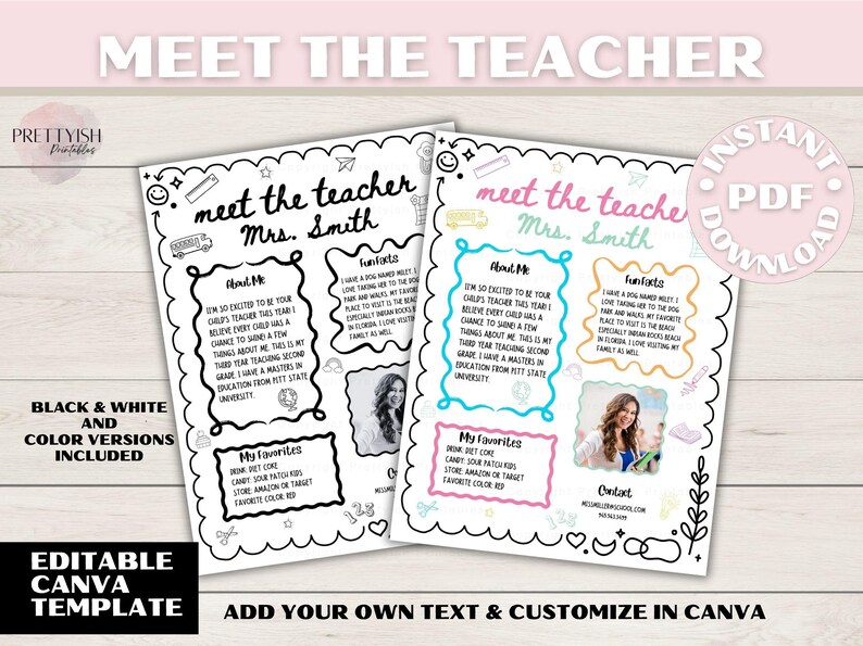 Teacher Survey, Meet the Teacher Editable Template Printable, Meet the ...