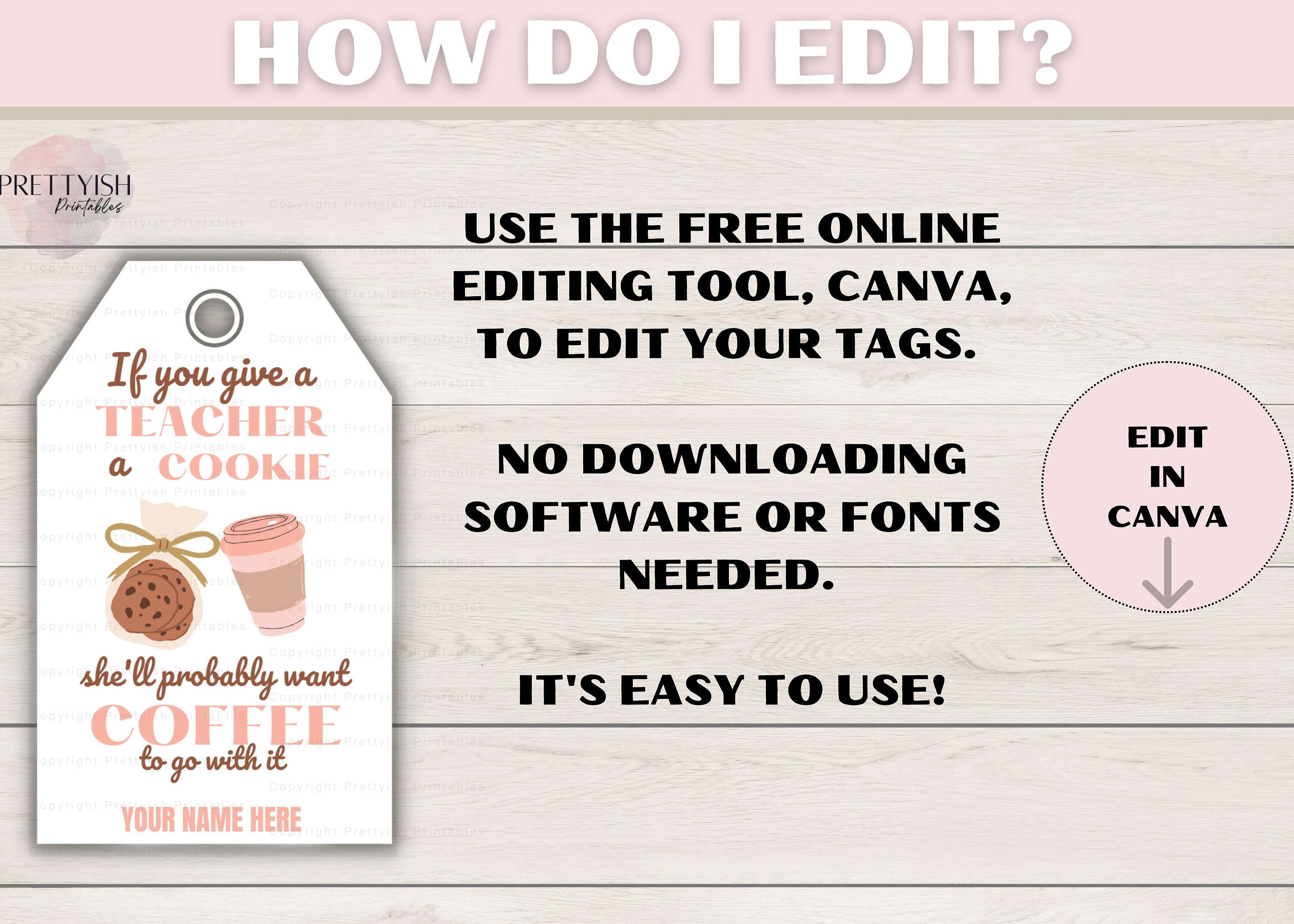 Teacher Appreciation Tag Personalized Editable Teacher Gift - Etsy