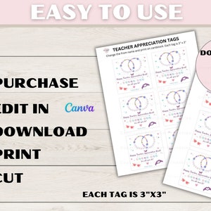 EDITABLE Teacher Appreciation Gift Tag, Staff Appreciation Gift Tag ...