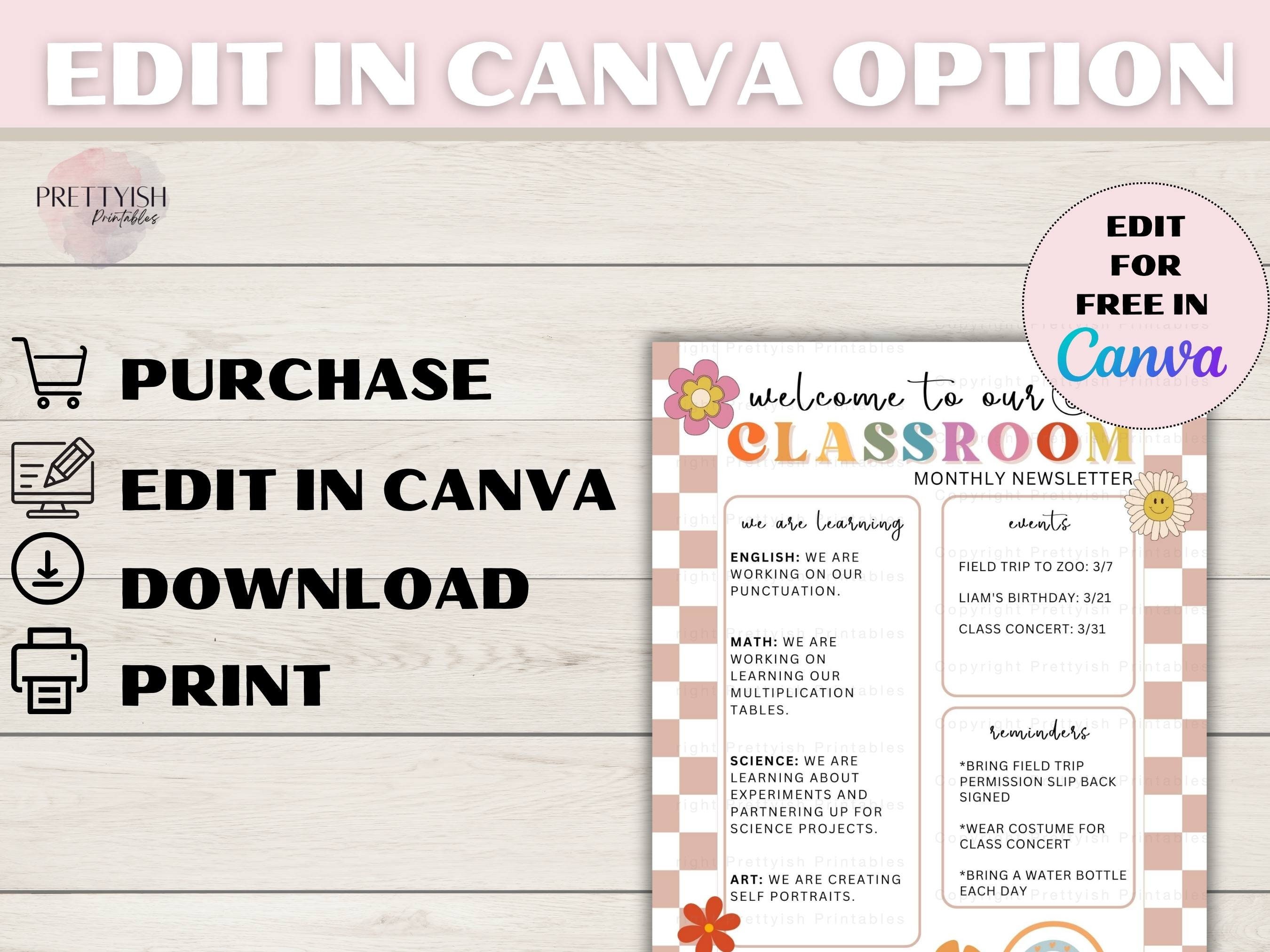 Classroom Newsletter Monthly or Weekly, Class Newsletter Template ...