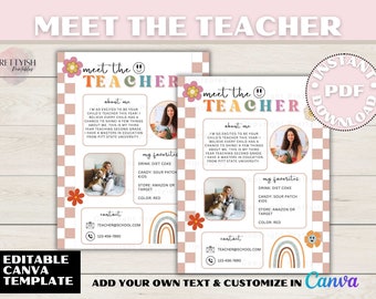 Meet the Teacher Editable Template Printable, Meet the Teacher Retro ...