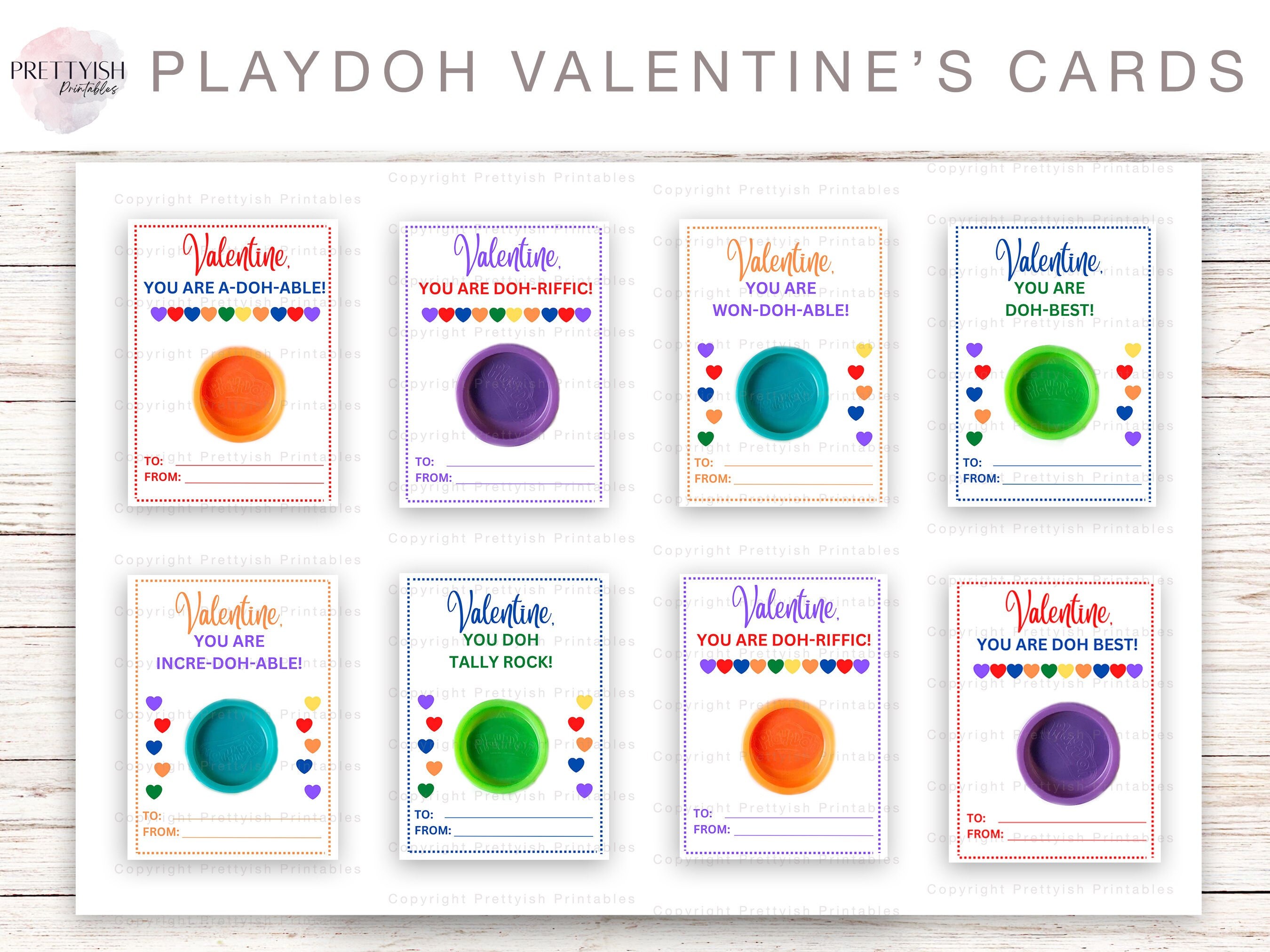 Play-doh Valentine's Printable, Printable Valentine Cards, Non-candy ...