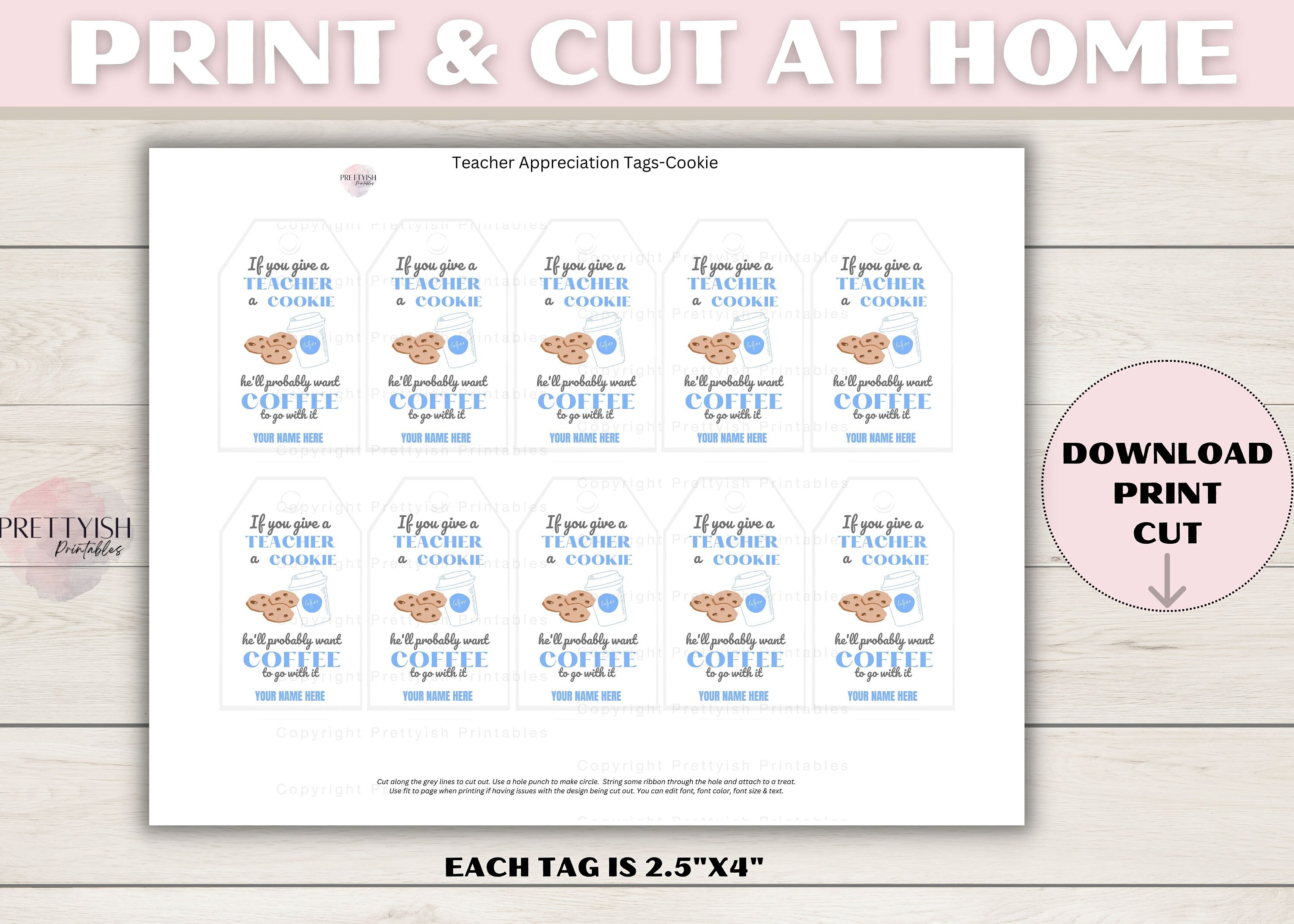 Teacher Appreciation Tag Personalized Editable Teacher Gift - Etsy