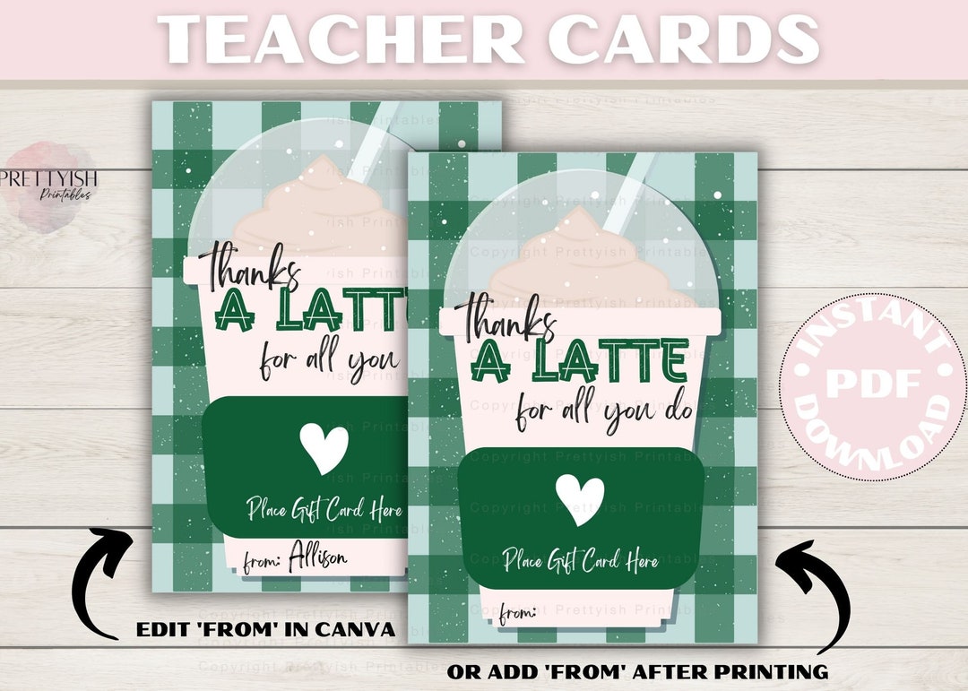 Teacher Gift | Teacher Appreciation Printable | Printable Starbucks ...