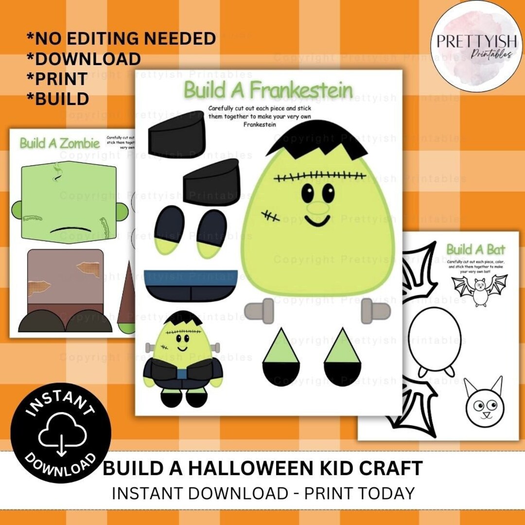 Halloween Crafts for Kids, Printable Halloween Build a Bat, Halloween ...