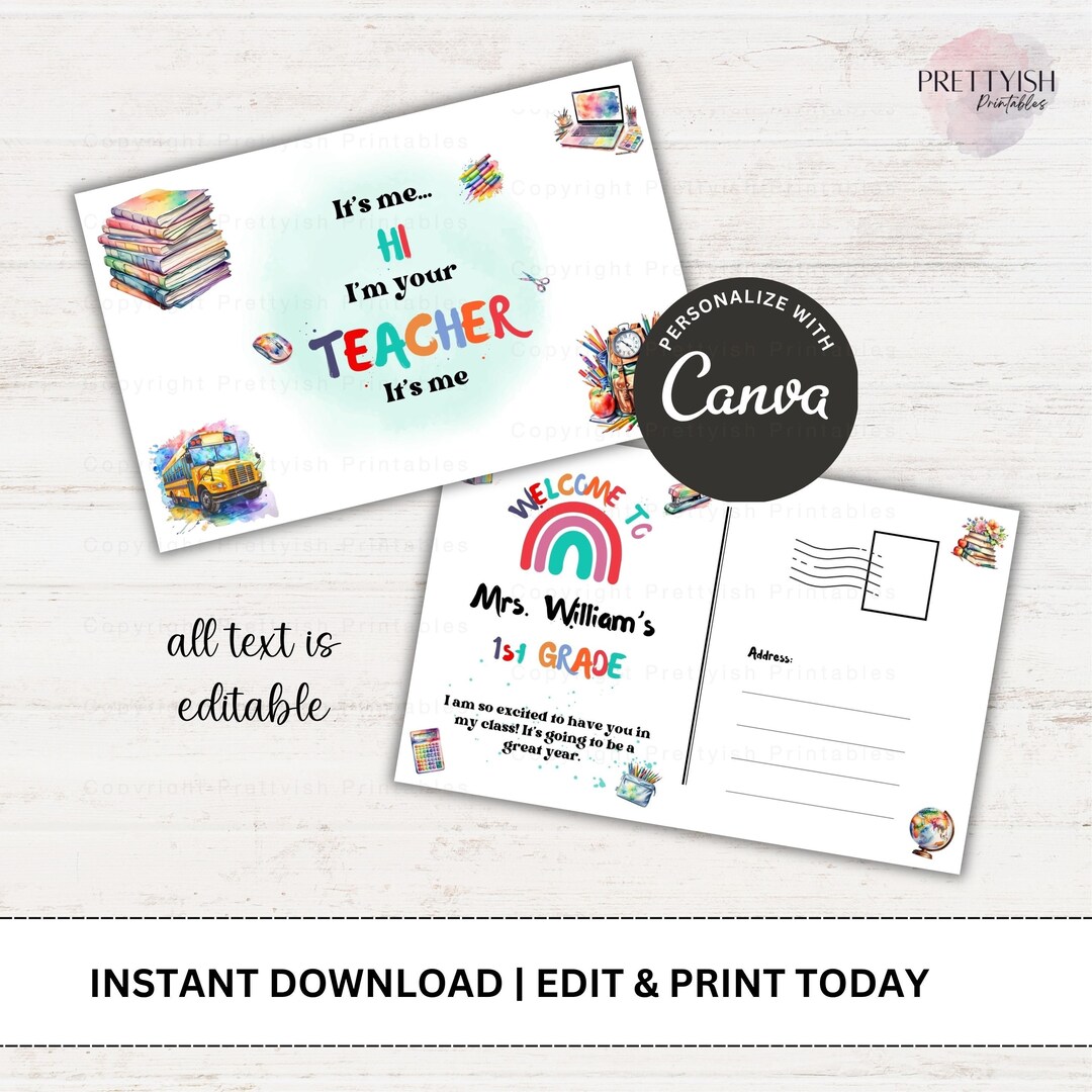 Back to School, Meet the Teacher Postcard, Postcards for Kids, School ...