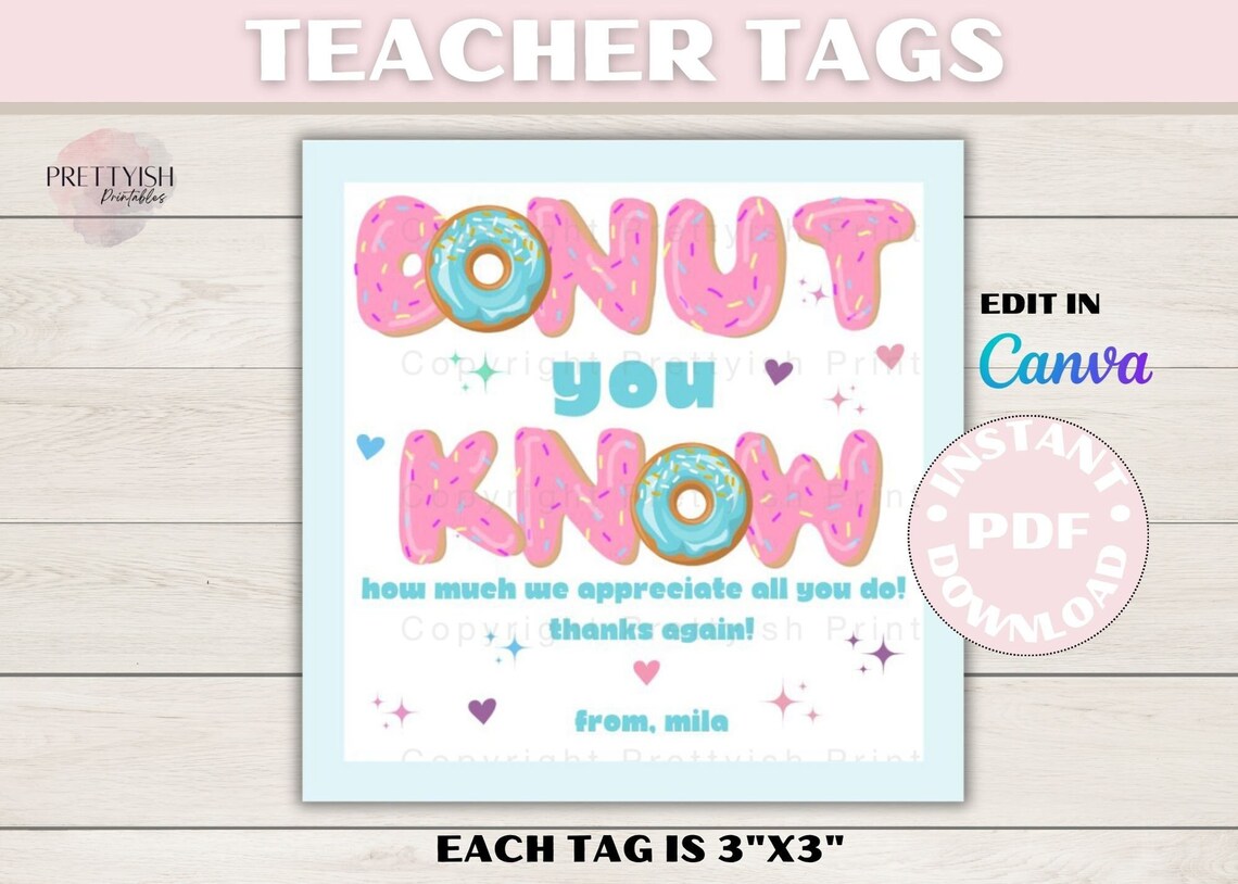 EDITABLE Teacher Appreciation Gift Tag, Staff Appreciation Gift Tag ...