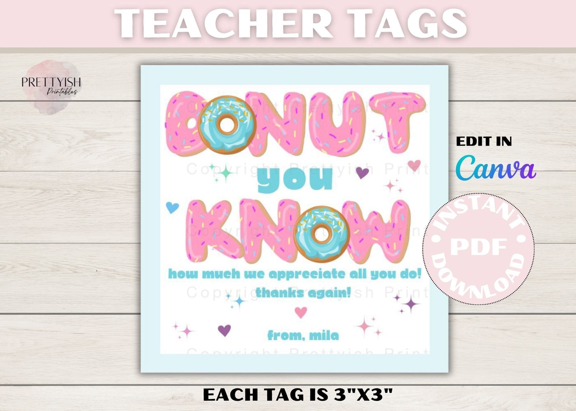 EDITABLE Teacher Appreciation Gift Tag, Staff Appreciation Gift Tag ...