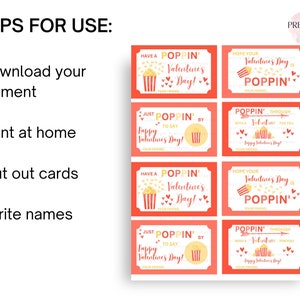 Popcorn Valentine Printable, Printable Valentine Cards, Kids Valentine ...