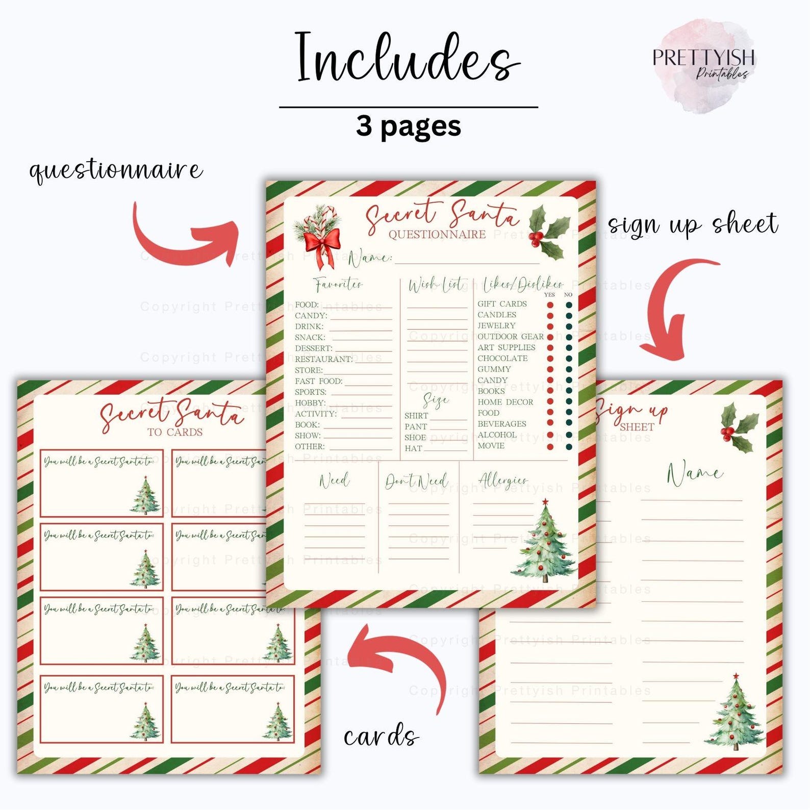 Editable Secret Santa Questionnaire Template Work, Office, Family Gift ...