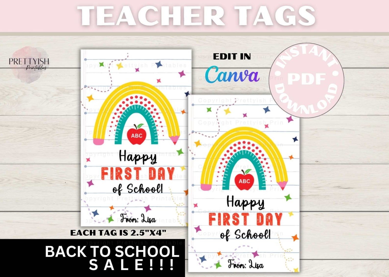 EDITABLE First Day of School Gift Tag, Back to School Gift Tag, Teacher ...
