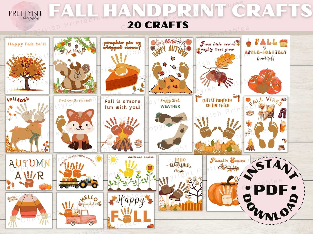 Fall Handprint Craft Art Bundle, Fall Footprint Art, Fall Crafts for ...