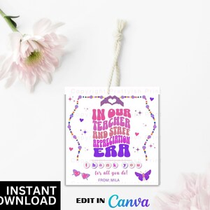 EDITABLE Teacher Appreciation Gift Tag, Staff Appreciation Gift Tag ...