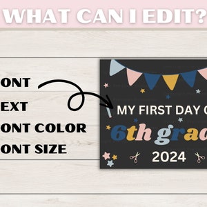 First Day of School Sign Printable, First Day Photo Prop, Kindergarten ...