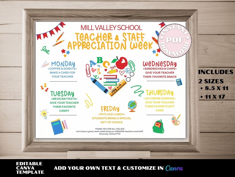 Editable Teacher and Staff Appreciation Week Printables, Printable for ...