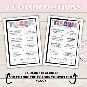 Teacher Survival Kit Printable Gift Tag, Back to School Survival Kit ...