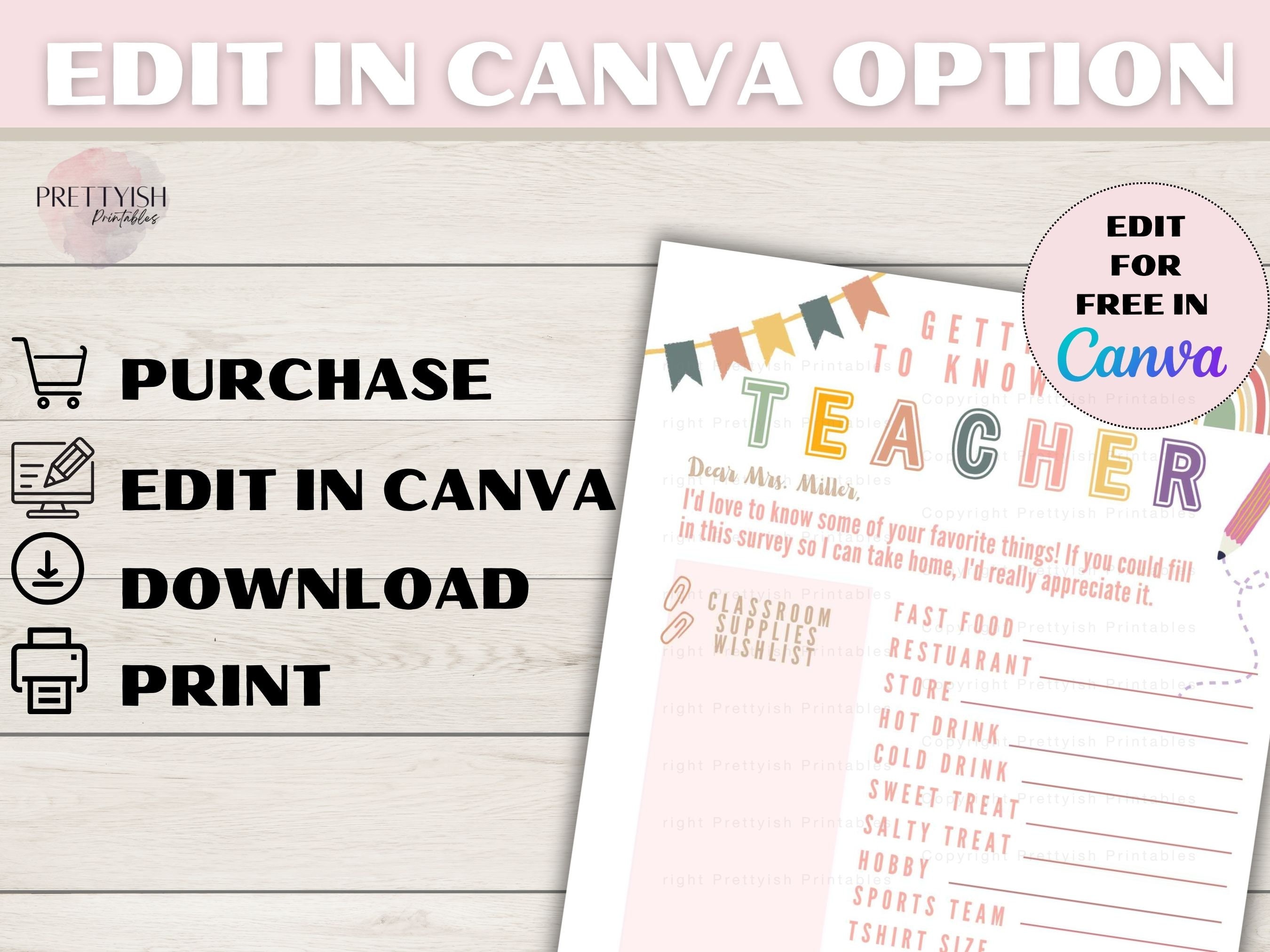 About the Teacher Editable Template Printable, Teacher Questionnaire ...