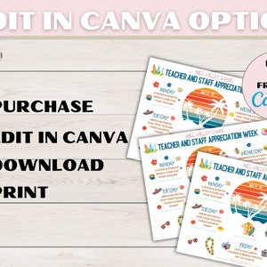 Editable Teacher and Staff Appreciation Week Printables, Printable for ...