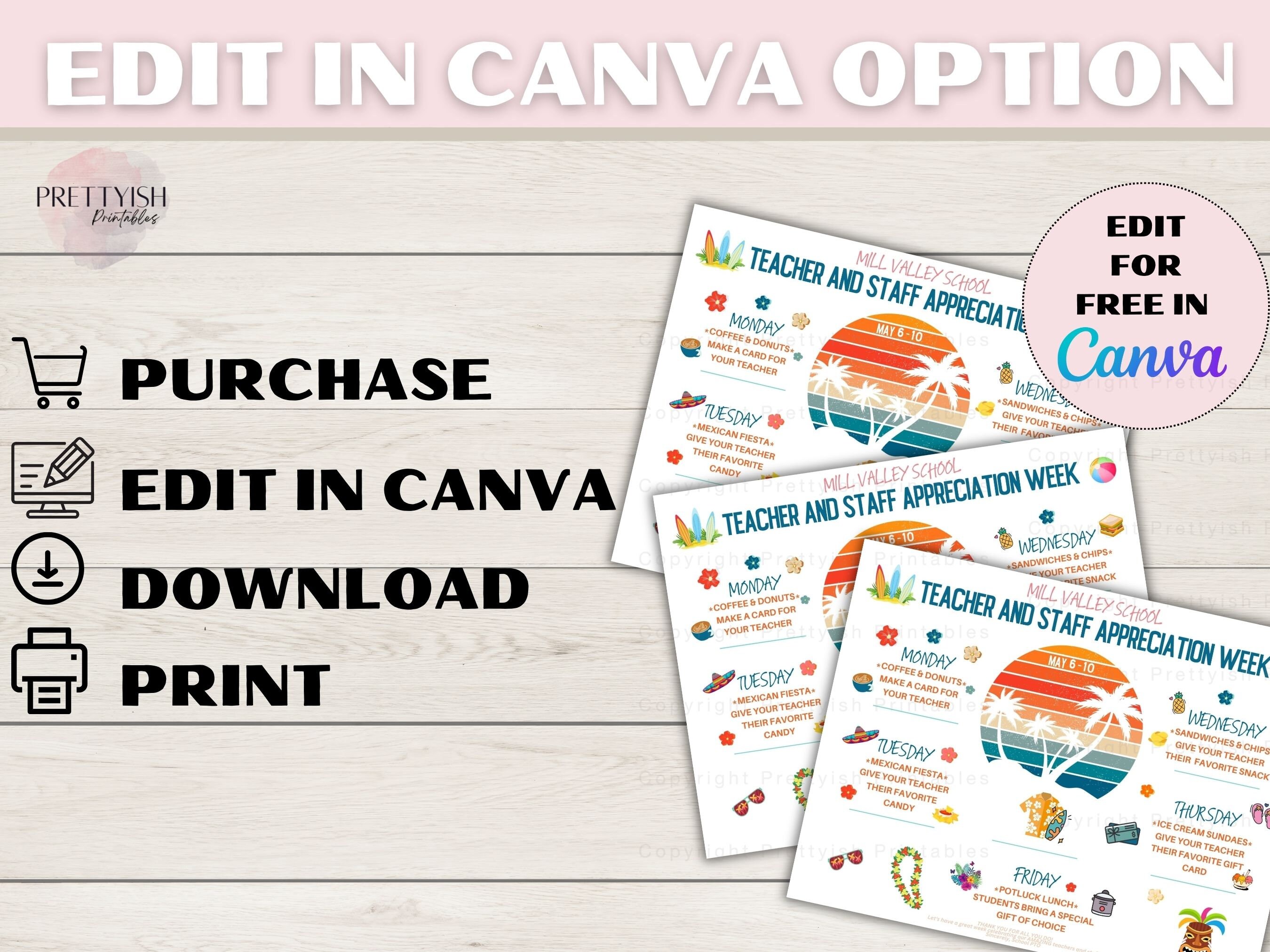 Editable Teacher and Staff Appreciation Week Printables, Printable for ...