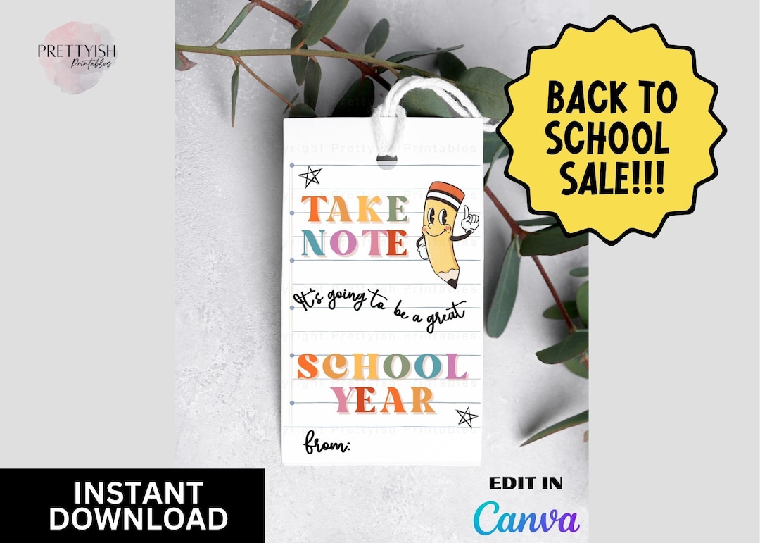 Back to School Gift Tags Take Note Editable Pen Marker Gift for Teacher ...