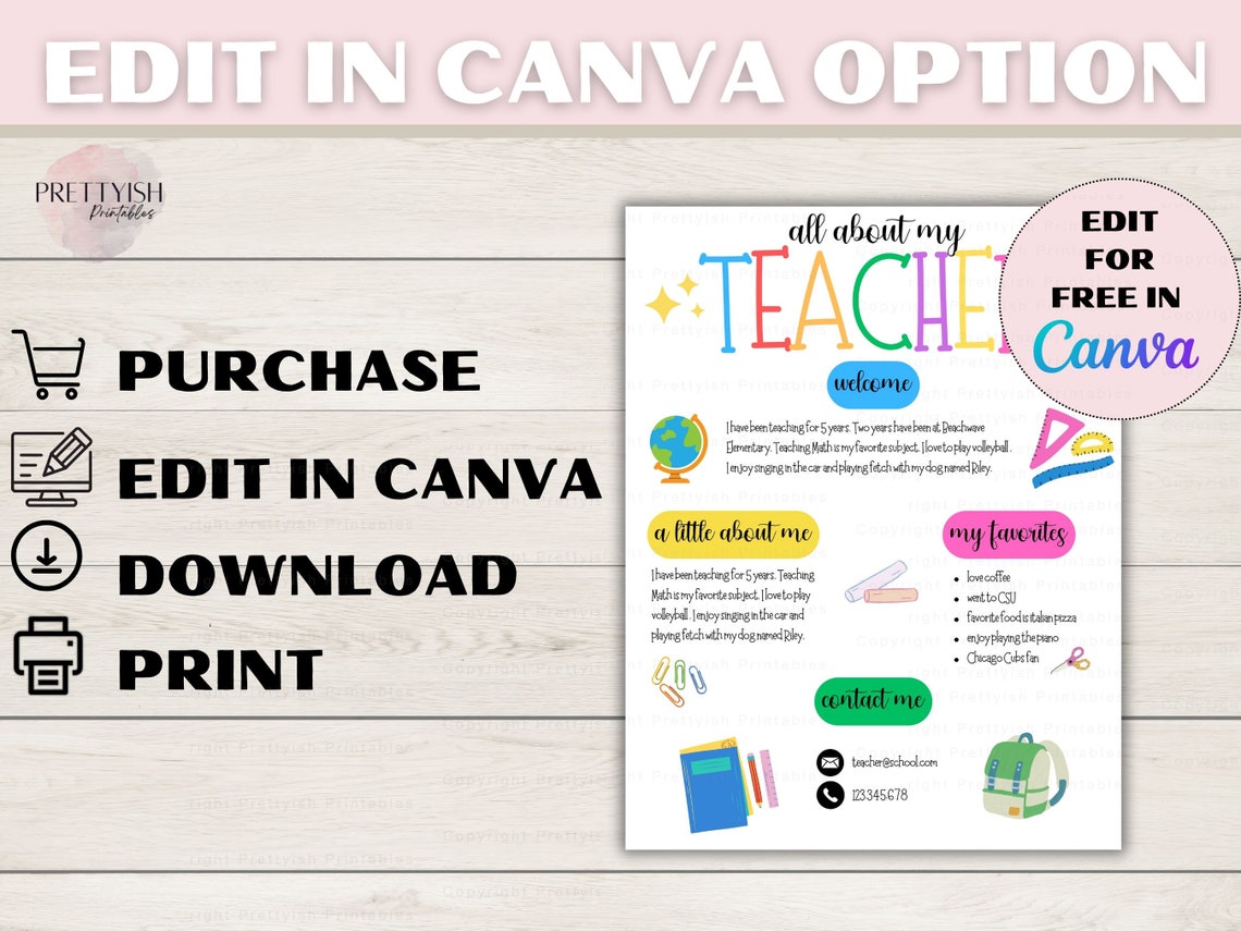 Meet the Teacher Template, Editable Teacher Printable, Back to School ...