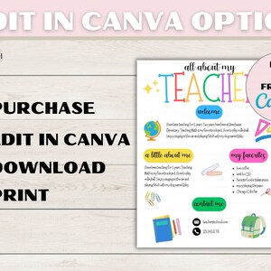 Meet the Teacher Template, Editable Teacher Printable, Back to School ...
