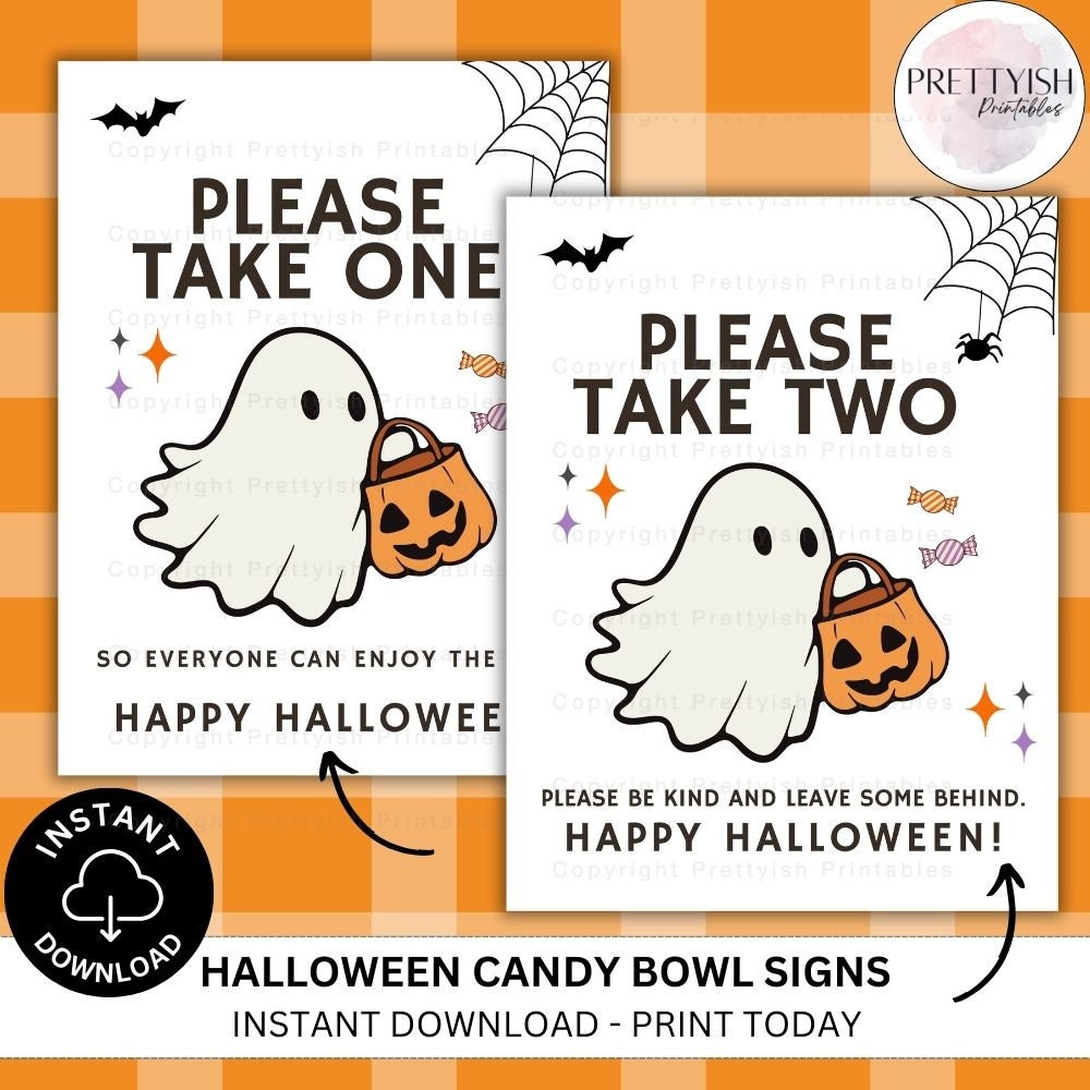 Trick or Treat Sign, Please Take One Sign, Halloween Candy Sign ...